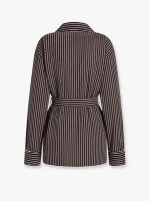 Dolce & Gabbana Vanity Pajama Shirt In Striped Poplin - Multicolor
