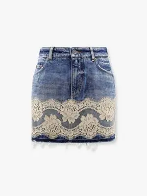 Dolce & Gabbana Denim Skirt With Lace Trim