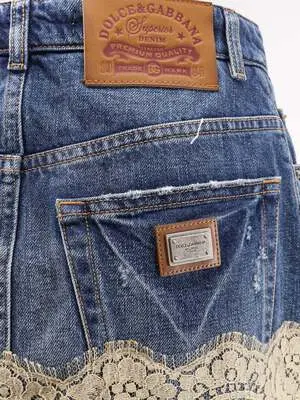 Dolce & Gabbana Denim Skirt With Lace Trim