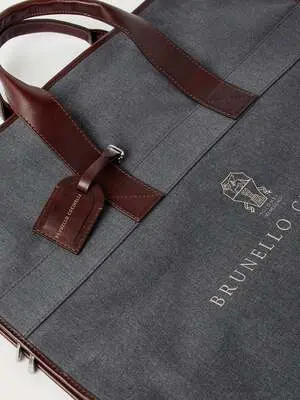 Brunello Cucinelli Technical Fabric And Leather Garment Bag - Multicolor