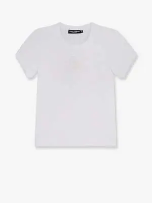 Dolce & Gabbana Cotton T-shirt With Bow Detail And Dg Patch