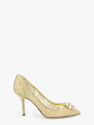Dolce & Gabbana Bellucci Lurex Lace Pumps With Crystal Brooch - Multicolor
