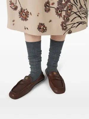 Miu Miu Ruched Leather Loafers - Multicolor