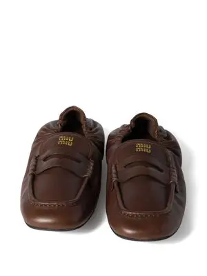 Miu Miu Ruched Leather Loafers - Multicolor