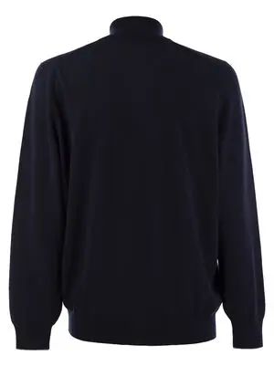 Brunello Cucinelli High-necked Cashmere Zip Cardigan - Blue
