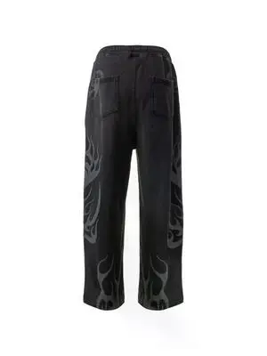 HELLSTAR Flame-print Track Pants - Black
