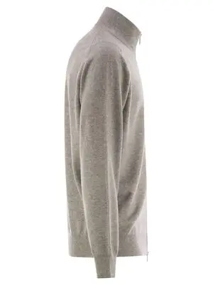Brunello Cucinelli High-necked Zip-up Cashmere Cardigan - Multicolor