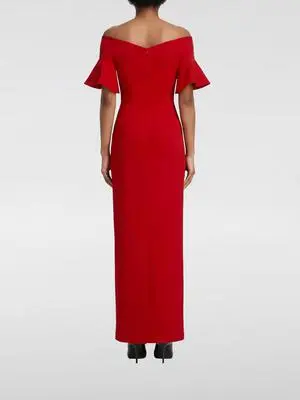 Solace London Off-the-shoulder Ruffle Sleeve Gown - Red