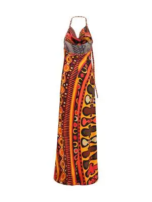 Emilio Pucci Long Silk-blend Printed Halterneck Dress