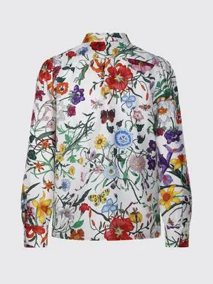 Gucci Printed Silk Bow Blouse