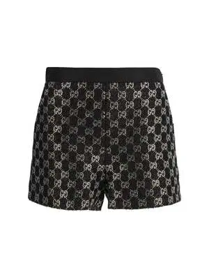 Gucci Tweed Wool Lamé Embroidered Shorts - Black