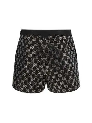 Gucci Tweed Wool Lamé Embroidered Shorts - Black