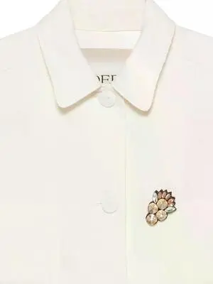 ODEEH Crystal Embellished Patch Pocket Jacket