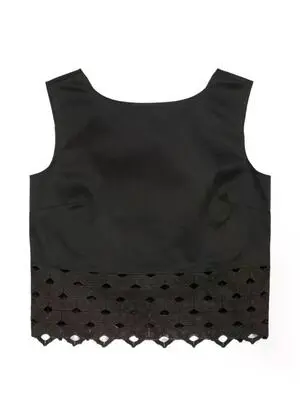 Max Mara Broderie Anglaise Cropped Top - Black
