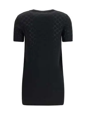 Gucci Wool-blend Mini Dress With Gg Crystal Motif
