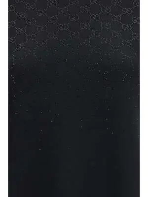 Gucci Wool-blend Mini Dress With Gg Crystal Motif