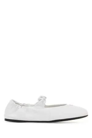 Miu Miu Nappa Leather Ballerinas - White