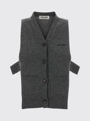 Miu Miu Grey Cashmere V-neck Cardigan Vest - Gray
