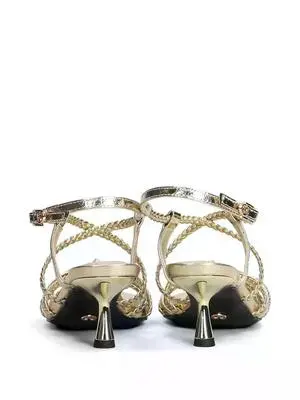 GOLD & ROUGE Braided Metallic-finish Slingback Sandals
