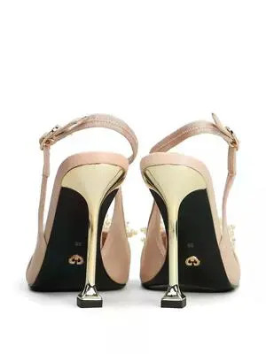 GOLD & ROUGE Pipoca Pearl Embellished Slingback Pumps