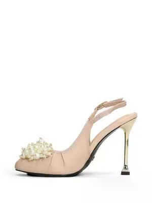 GOLD & ROUGE Pipoca Pearl Embellished Slingback Pumps