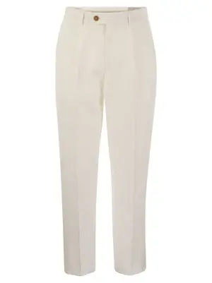 Brunello Cucinelli Leisure Fit Linen Trousers With Darts