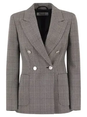 MAX MARA Max Mara Accordo Double-Breasted Prince Of Wales Virgin Wool Blazer