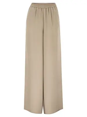 Max Mara Silk Wide-leg Palazzo Trousers - Cream