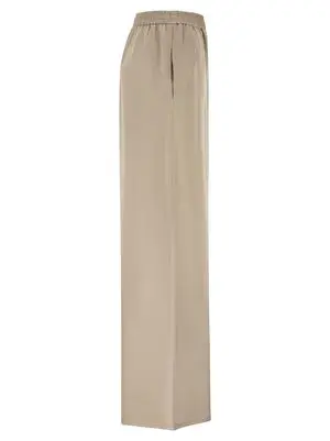 Max Mara Silk Wide-leg Palazzo Trousers - Cream