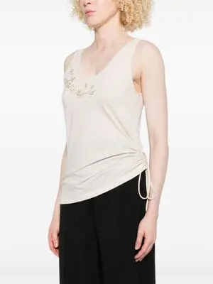 Fendi Sleeveless Embroidered Cotton-blend Tank Top - Multicolor