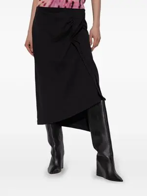 Dries Van Noten Black Elasticated Waistband Asymmetric Hem Midi Skirt