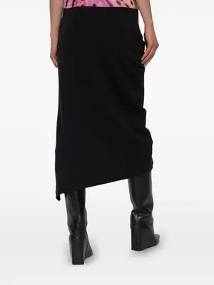 Dries Van Noten Black Elasticated Waistband Asymmetric Hem Midi Skirt