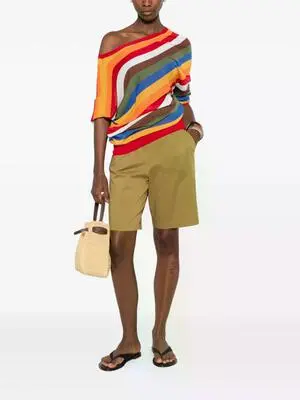 CARLA G. Off-shoulder Striped Sweater