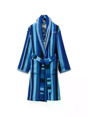 Versace Medusa-motif Striped Bathrobe - Blue