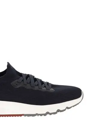 Brunello Cucinelli Cotton Knit And Semi-glossy Calf Leather Runners