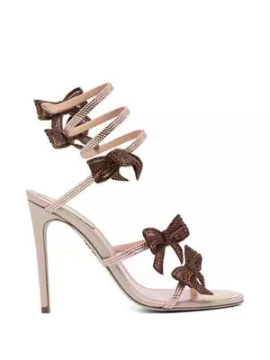 Rene Caovilla 100mm Crystal-embellished Floral Sandals - Neutrals