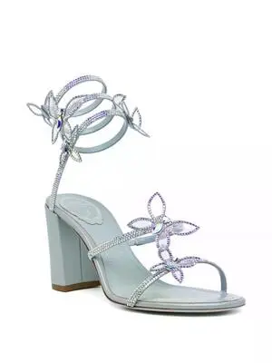 Rene Caovilla 80mm Crystal-embellished Floral Sandals - Grey