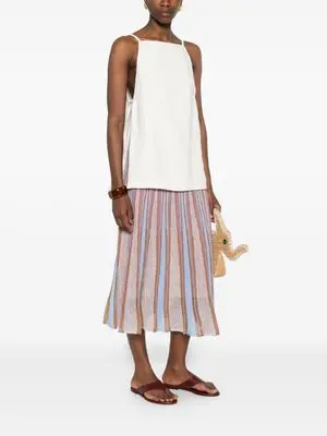 FORTE_FORTE Pleated Long Skirt With Striped Pattern - Multicolor