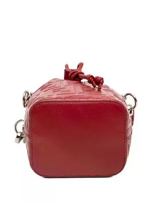Fendi Mini Zucca Embossed Leather Mon Tresor Bucket Bag Satchel - Red