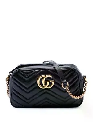 Gucci Small Gg Marmont Matelassé Calfskin Crossbody Bag - Black