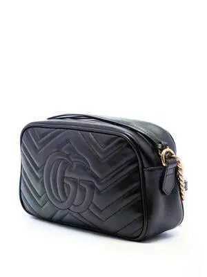Gucci Small Gg Marmont Matelassé Calfskin Crossbody Bag - Black