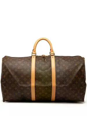 LOUIS VUITTON Monogram Keepall 55 Travel Bag - Brown