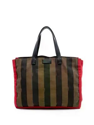 Fendi Pequin Canvas Shopping Tote Bag - Brown