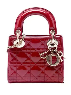 Dior Patent Cannage Lady Mini Satchel - Red