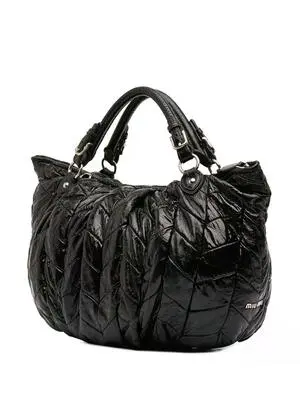Miu Miu Quilted Patent Leather Hobo Satchel