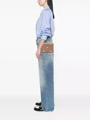 Valentino Garavani 2018-2026 Calfskin Roman Stud Box Clutch On Strap Crossbody Bag - Brown