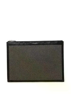 Saint Laurent Studded Leather Clutch - Black