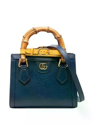 Gucci Small Calfskin Bamboo Diana Satchel - Blue