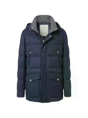 Brunello Cucinelli Quilted Hooded Coat - Blue