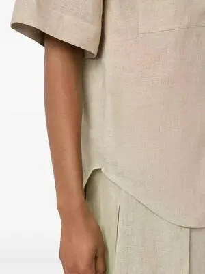 TOD'S Sand Beige Linen Short-sleeved Shirt